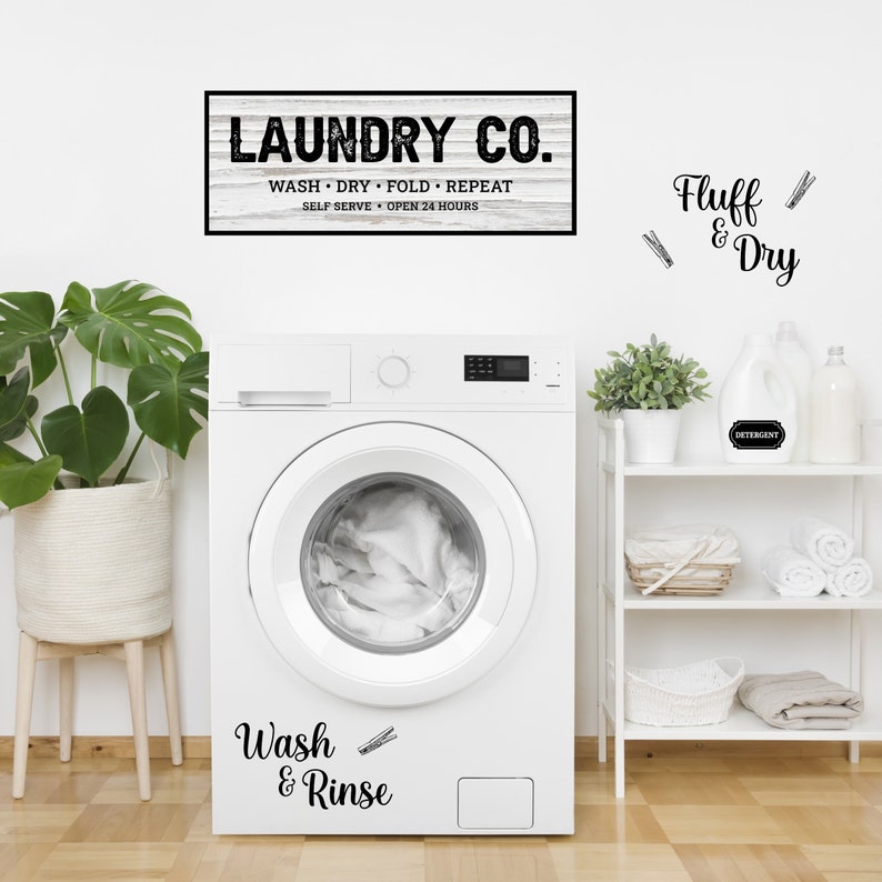 Laundry Room Washer Dryer Wall Decals - Laundry Co. Wash Dry Fold ...