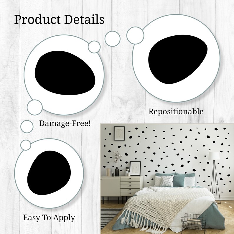 Dalmatian Black Dots Wall Decals Set of 216 Polka Dot Stickers ...
