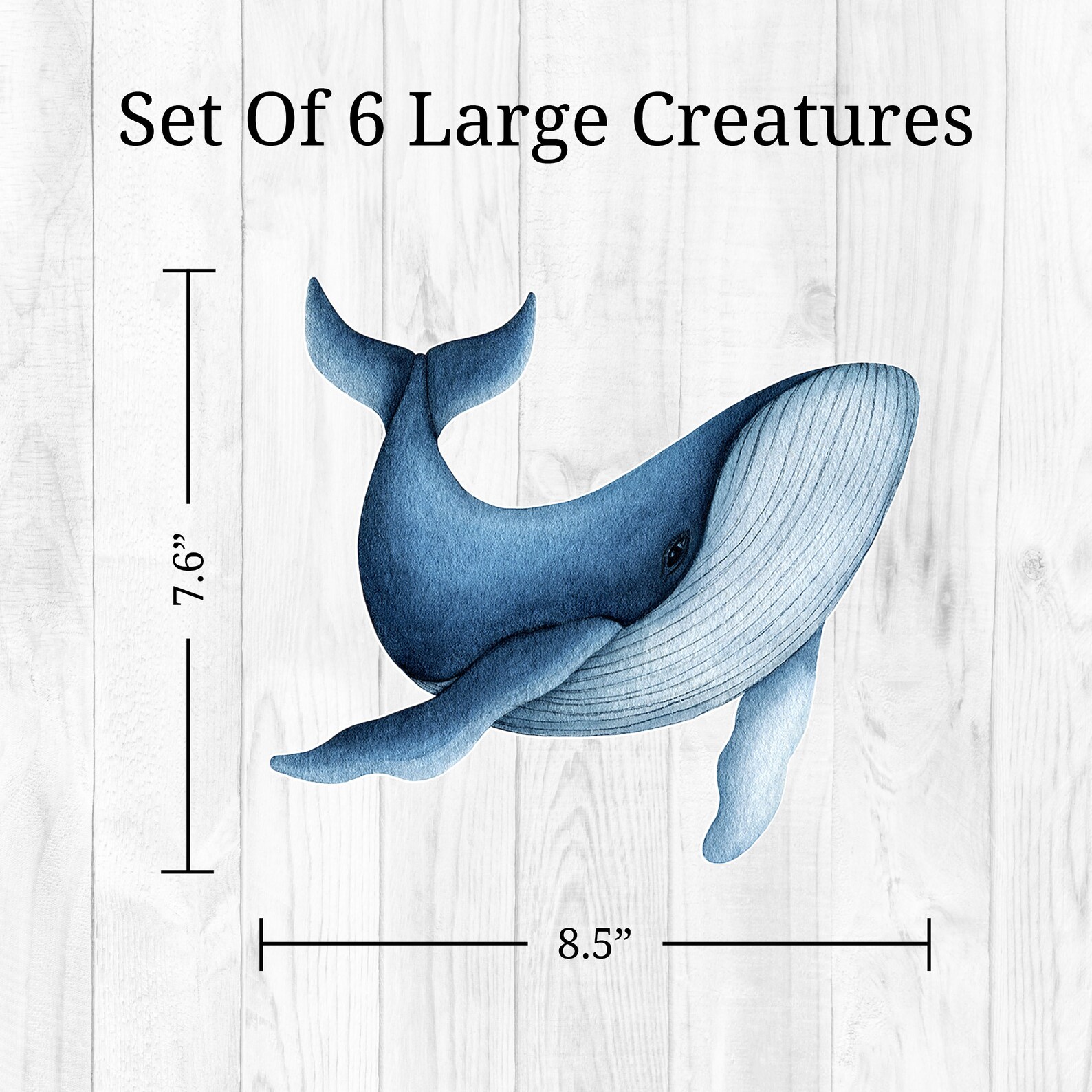 Watercolor Whale Wall Decals - Set of Ocean Stickers Removable Peel and ...