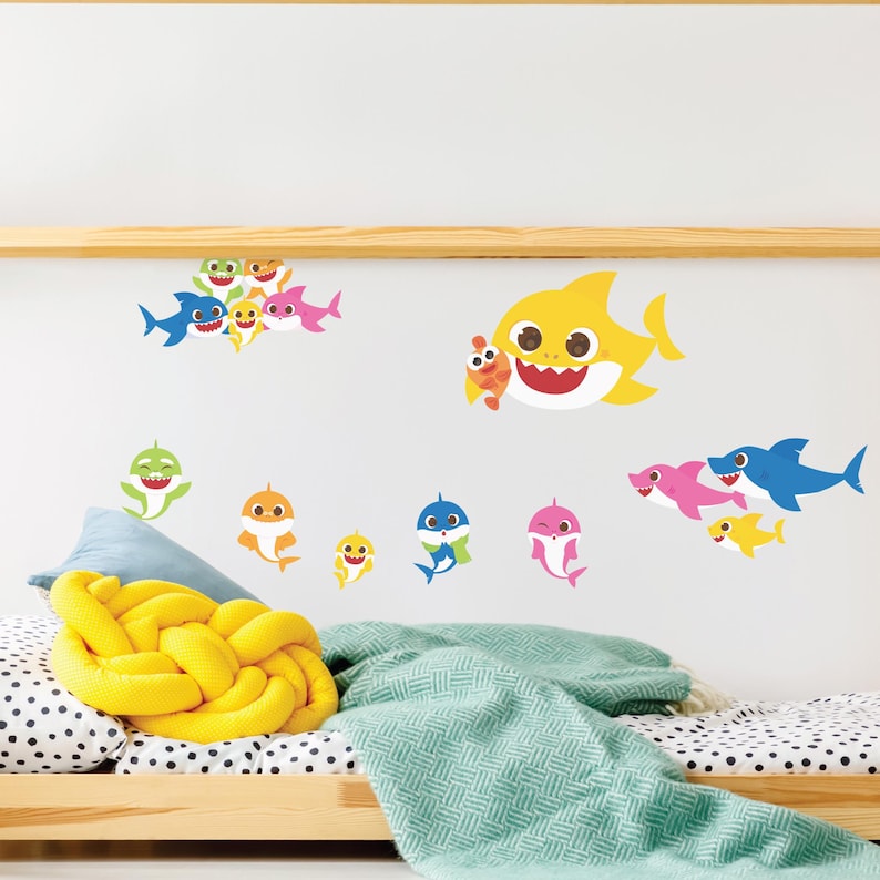 Baby Shark Family Nickelodeon Pinkfong Licensed Wall Decals Peel and ...