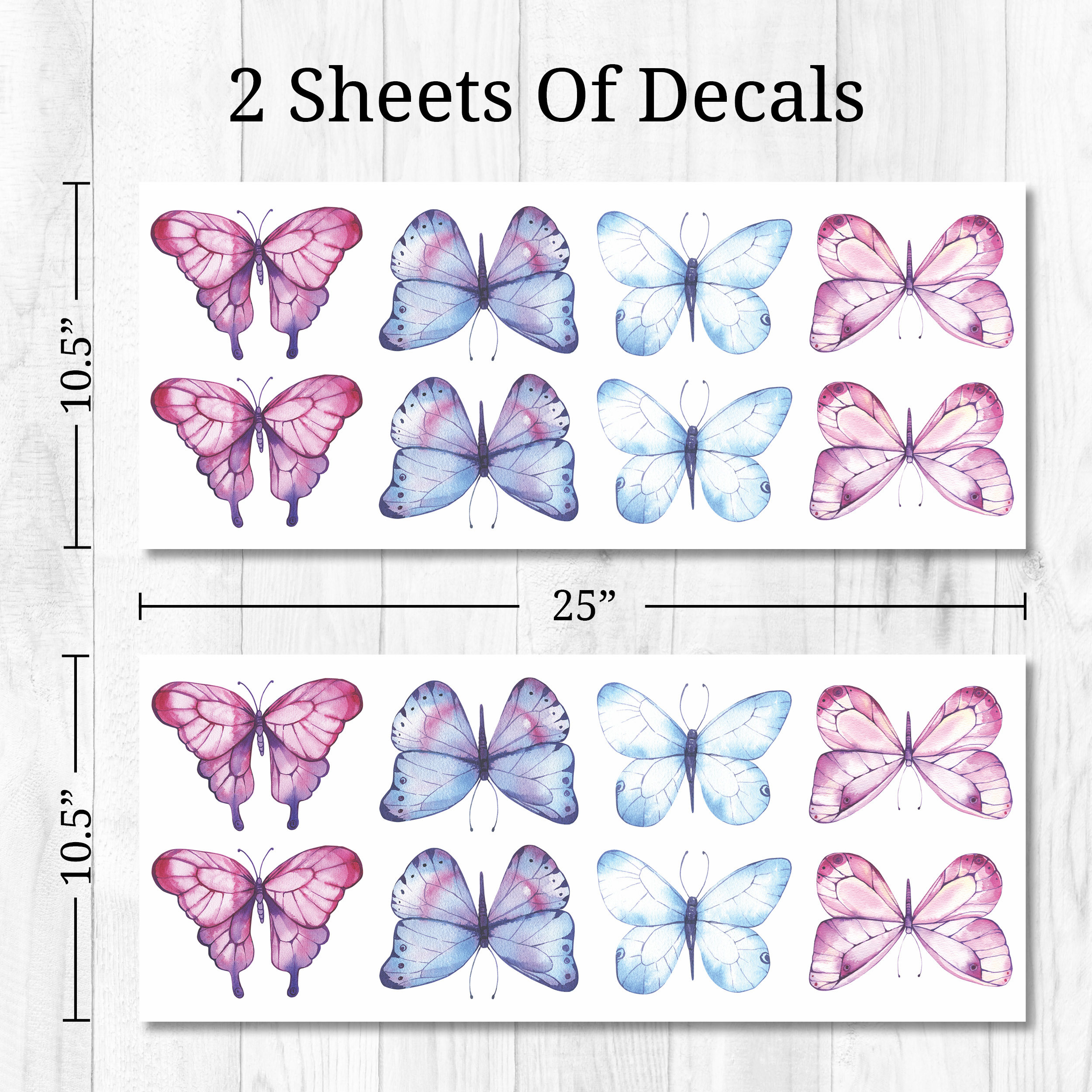 Watercolor Butterfly Wall Decals - Set of 16 Butterflies Stickers ...