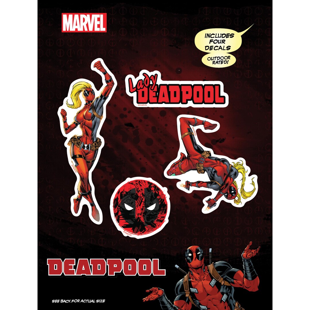 Marvel Lady Deadpool Vinyl Decals - Set of 4 Outdoor Rated Stickers for ...