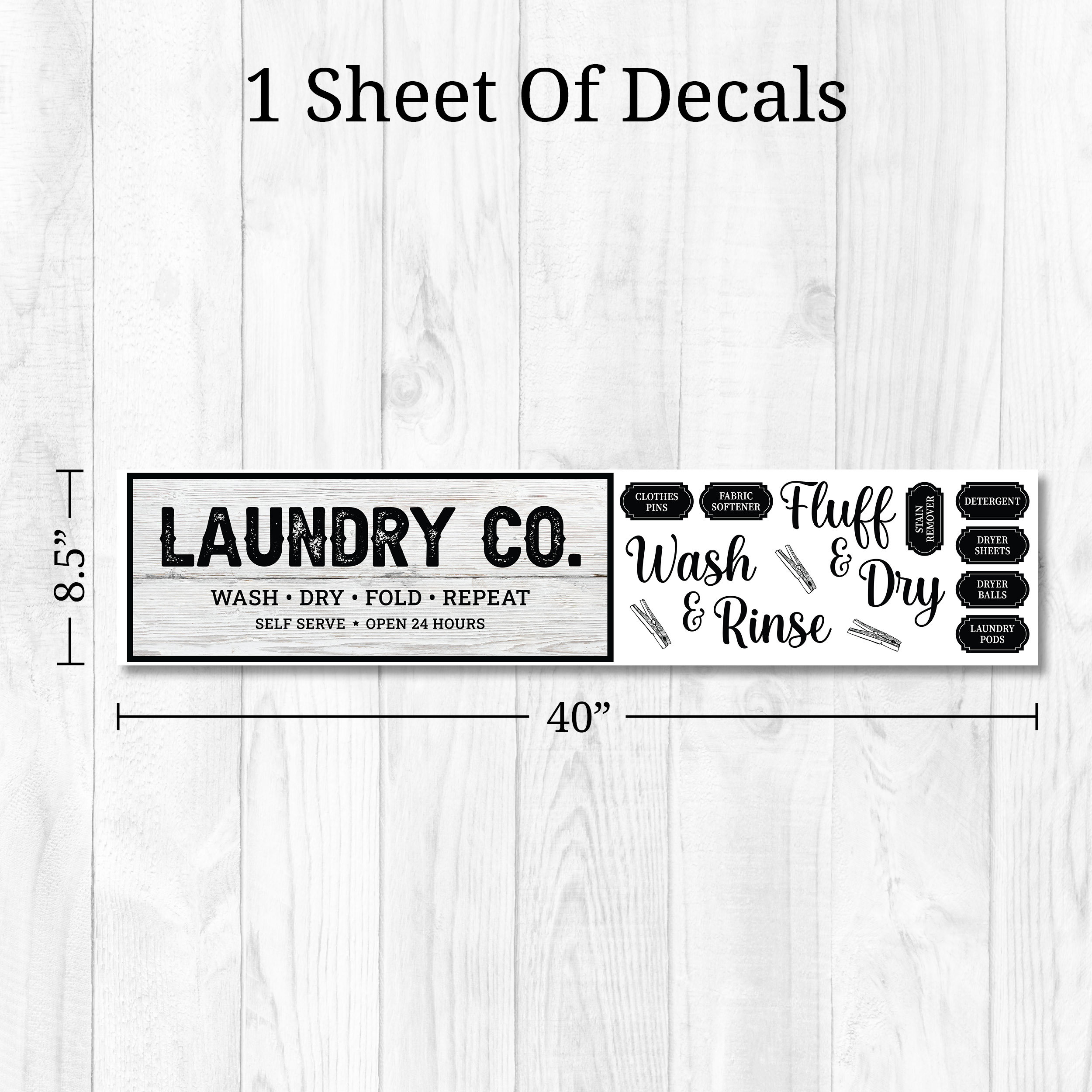 Laundry Room Washer Dryer Wall Decals - Laundry Co. Wash Dry Fold ...
