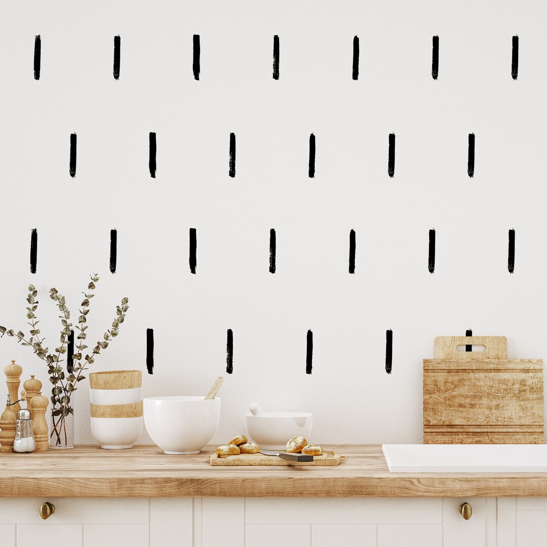 Black Line Wall Decals - Set of 270 Modern Stickers Removable Peel and ...