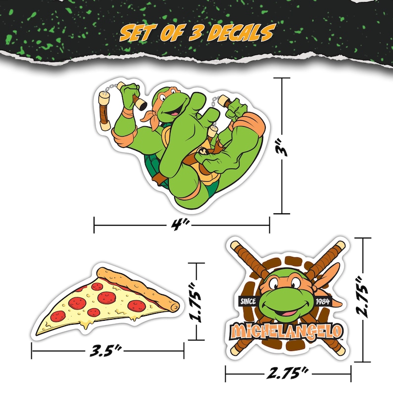 TMNT Teenage Mutant Ninja Turtles Nickelodeon Licensed Vinyl Decals for ...