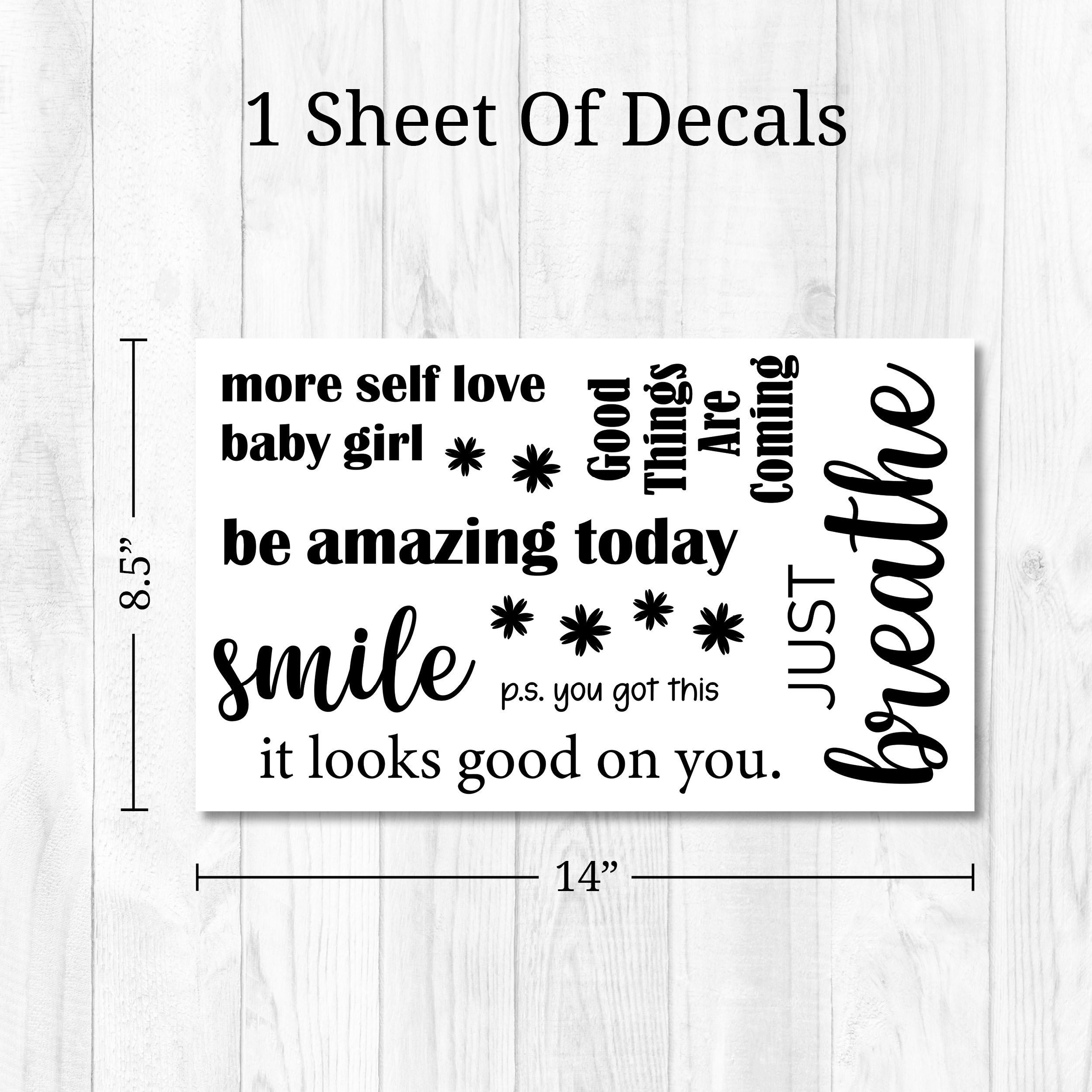 Motivational Mirror Decals - Set of 6 Black Vinyl Quotes Be Amazing ...