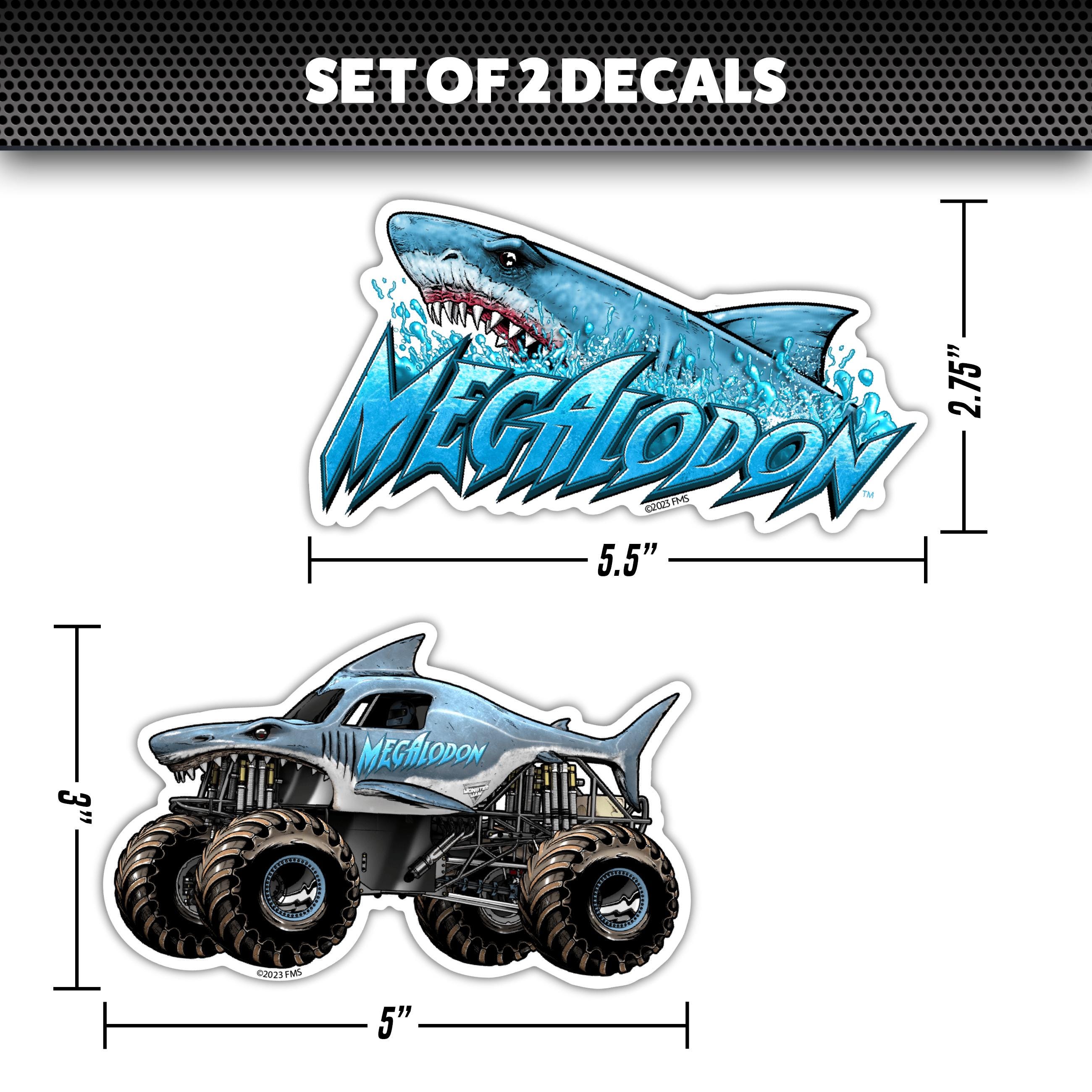 Megalodon Monster Jam Licensed Vinyl Decals - Monster Truck Stickers ...