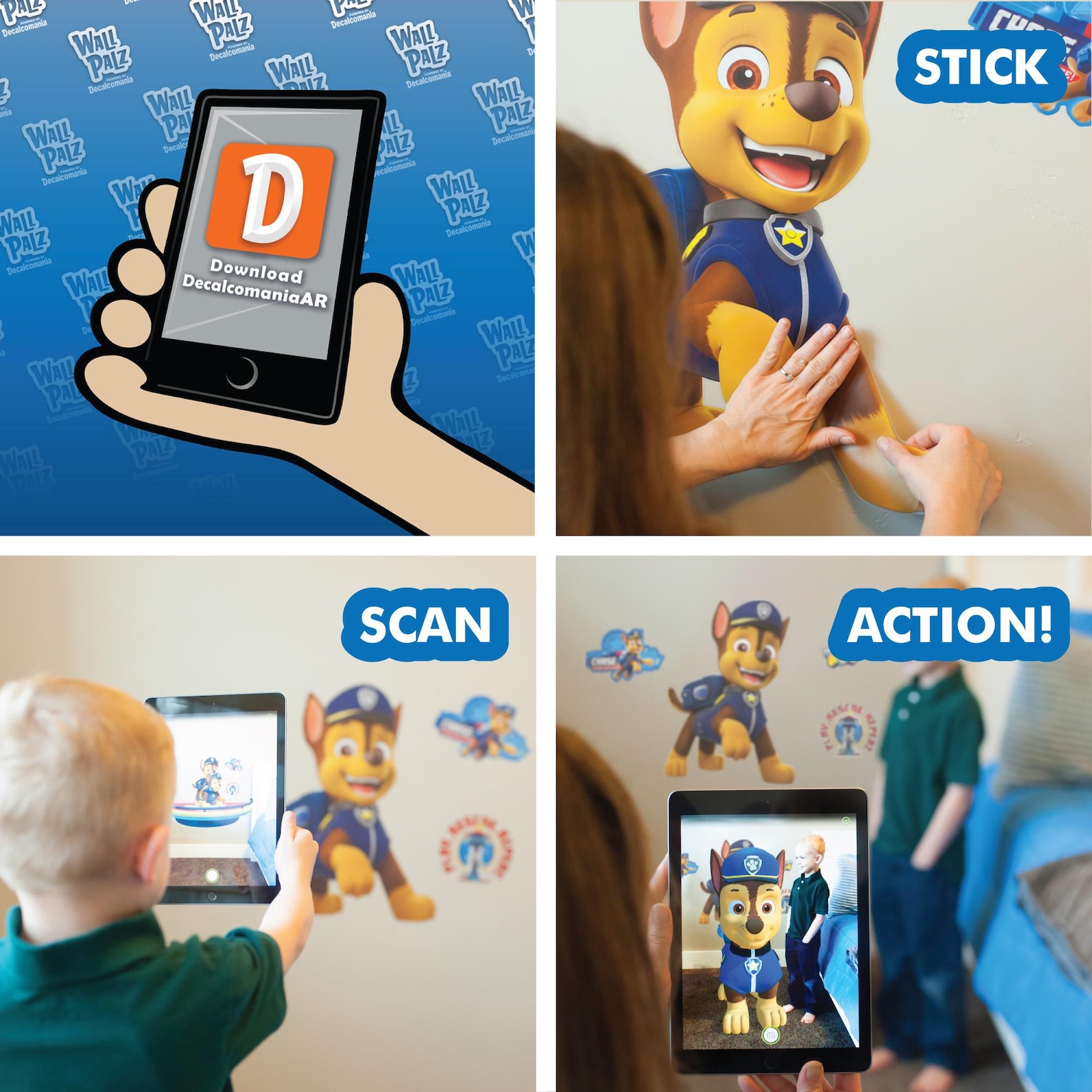 Paw Patrol Wall Decals With Augmented Reality | Chase, Marshall, Skye ...
