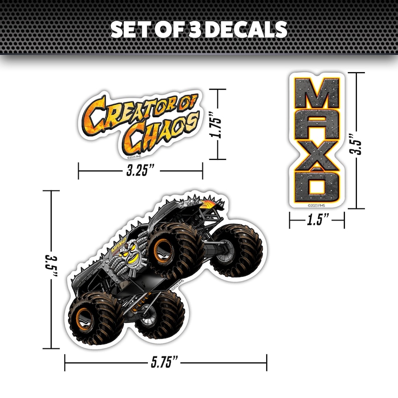 Max-d Monster Jam Licensed Vinyl Decals - Monster Truck Stickers for ...