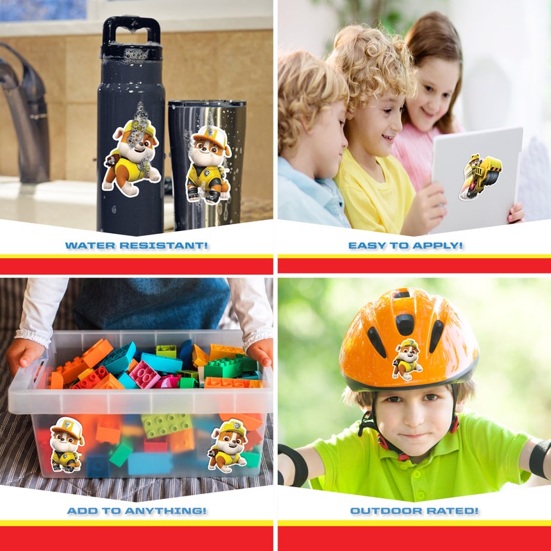 Licensed Paw Patrol Rubble Decals Set of 3 Rubble Stickers for Kids and ...