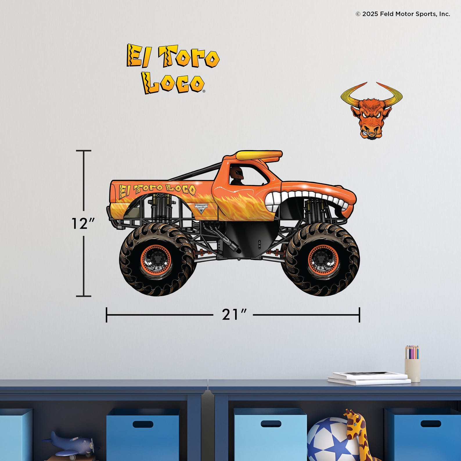 Monster Jam Wall Decals | Grave Digger, Megalodon, El Toro Loco, Zombie ...