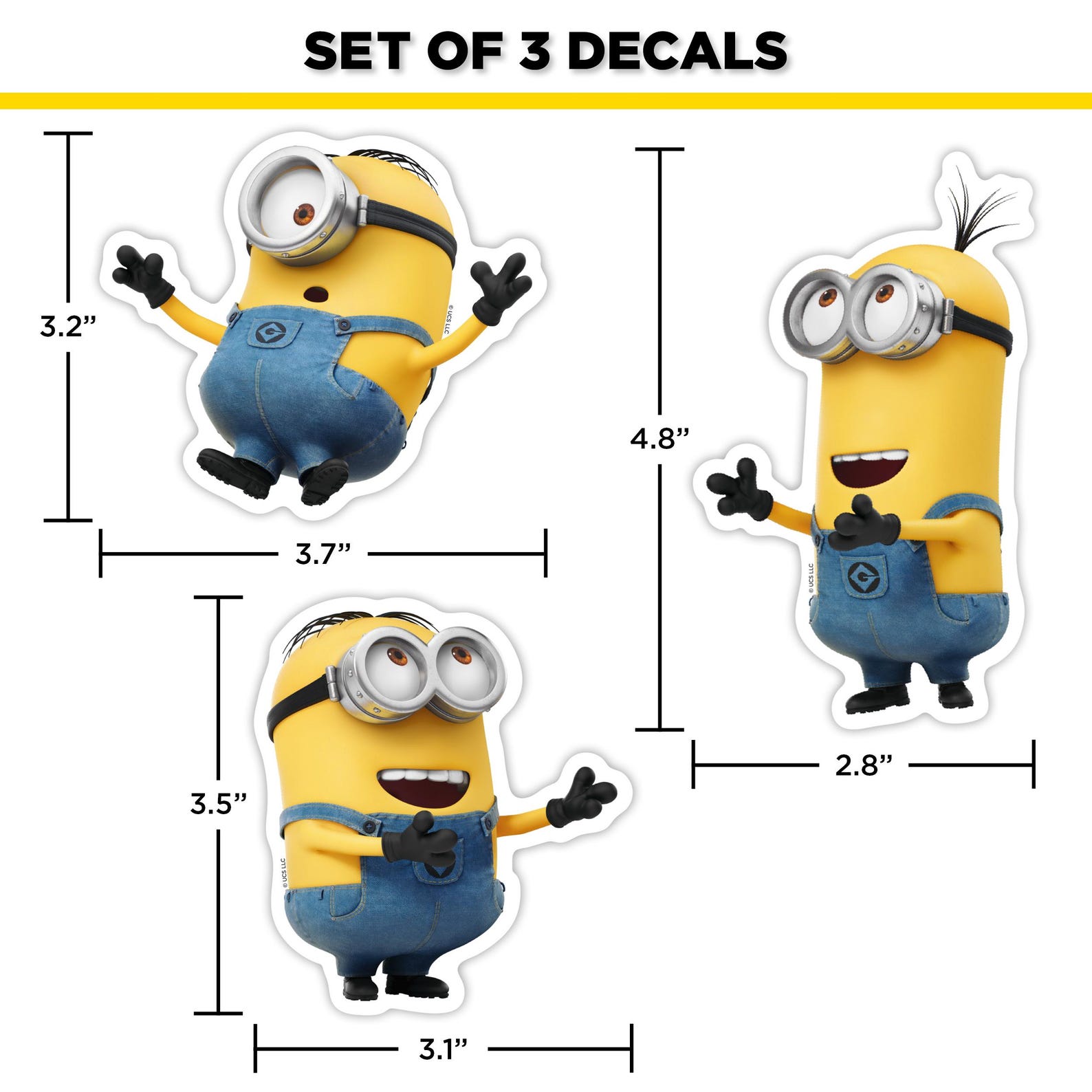 Despicable Me Licensed Minions Car Decals - Bob Stuart Kevin Vinyl ...