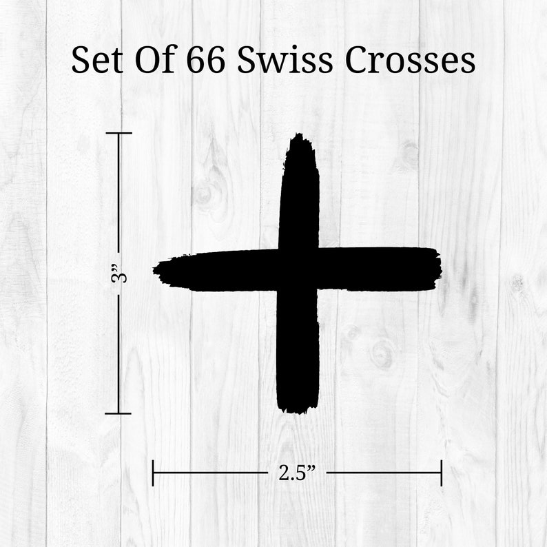 Watercolor Swiss Cross Wall Decals - Set of 66 3" Home Decor Black Plus ...