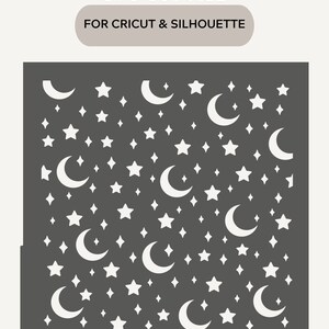 Digital STENCIL Moon Star Stencil Sky Stencil Crescent Stencil Celestial Stencil Star Moon ...