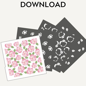 Digital STENCIL Roses Cookie Stencil SVG Floral Stencil Flower Rose ...