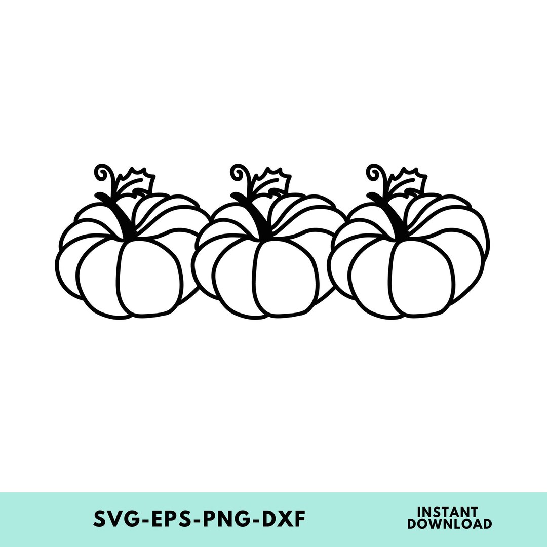 Cute Pumpkin SVG File, Line Art Fall SVG, Thanksgiving Pumkin, SVG ...