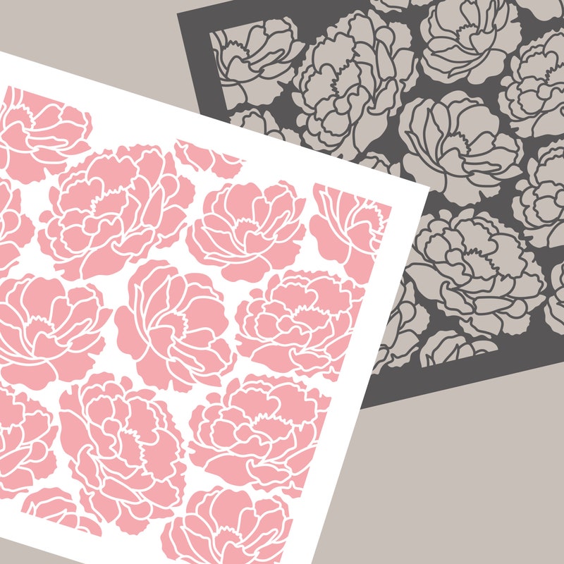Large Peony Stencils - Etsy