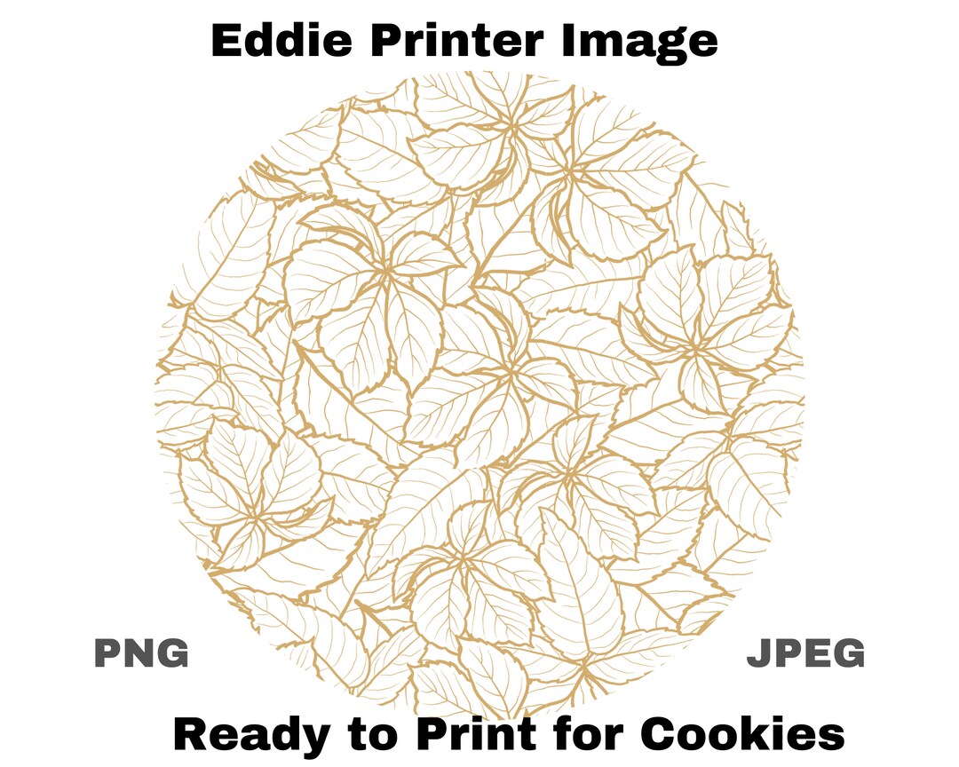 Gold Leaves Cookie Image for Eddie Printer (PNG, JPEG Digital Download ...