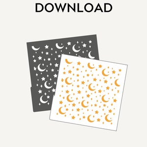 Digital STENCIL Moon Star Stencil Sky Stencil Crescent Stencil Celestial Stencil Star Moon ...