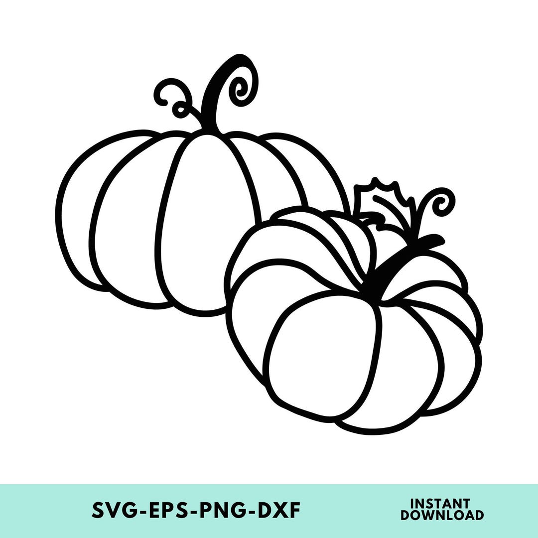 Cute Pumpkin Line Art SVG, Fall Thanksgiving Clipart (digital Download ...