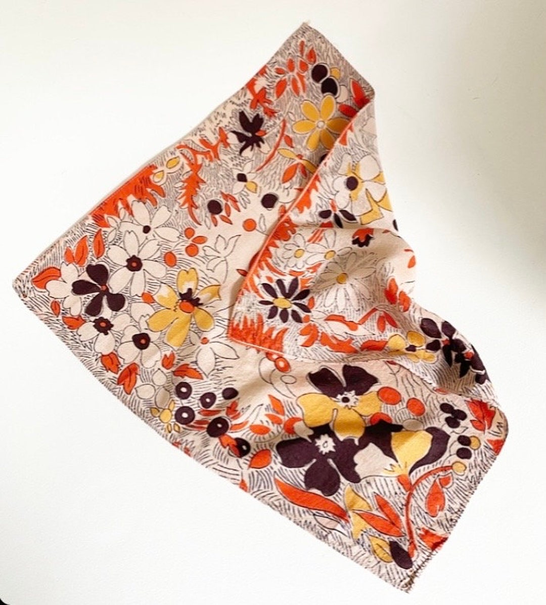 Chic Art Deco 1920s-1930s Geometric Silk Orange Pocket Square Scarf ...