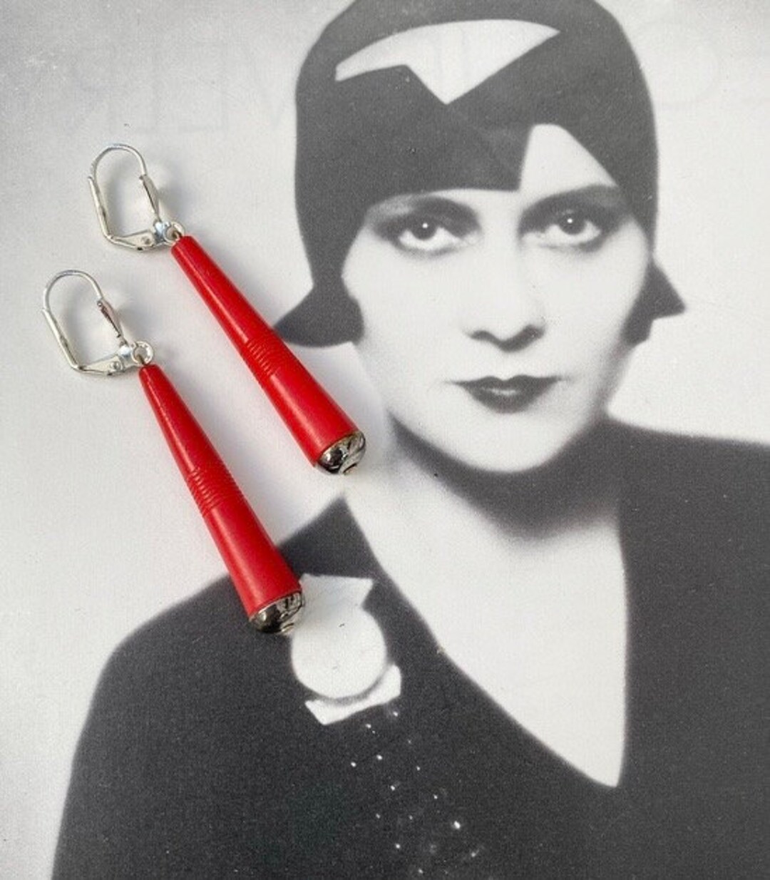 Antique Art Deco 1920s Red Celluloid With Chrome Modernist - Etsy