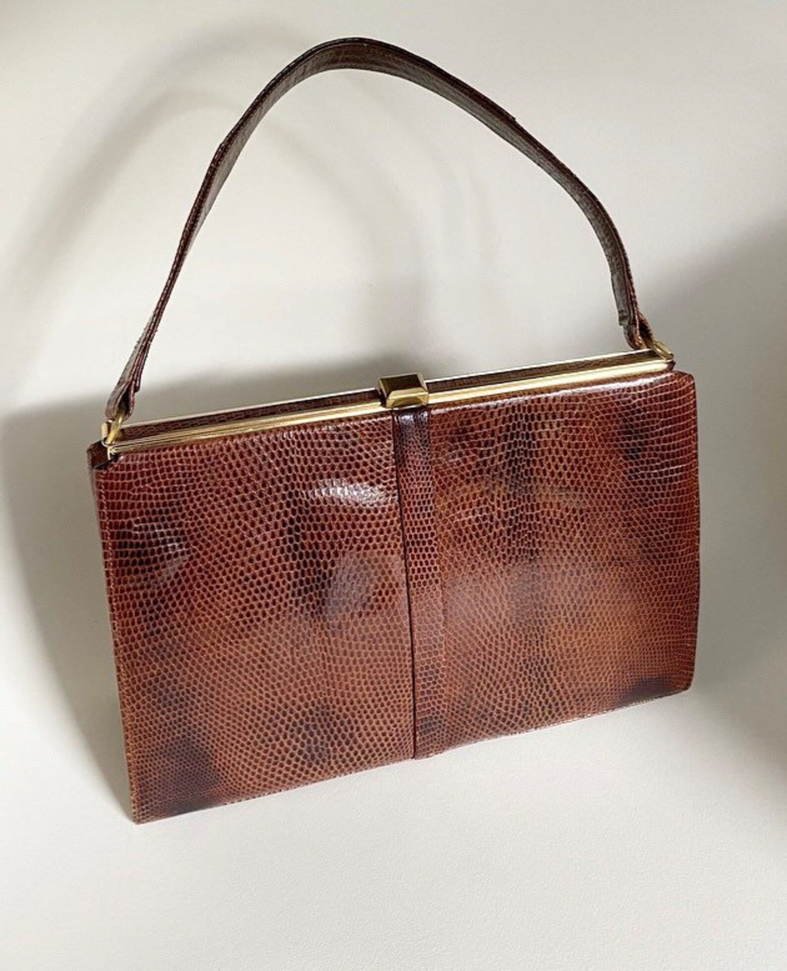 Classic Vintage 1940s 50s Tan Lizard Skin Kelly Handbag - Etsy UK