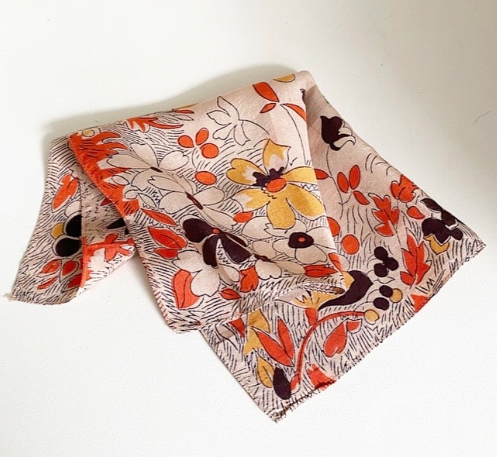 Chic Art Deco 1920s-1930s Geometric Silk Orange Pocket Square Scarf ...