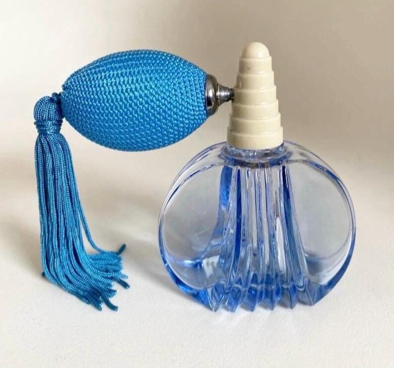 Vintage Art Deco 1920s Blue Glass & Celluloid Geometric Perfume ...