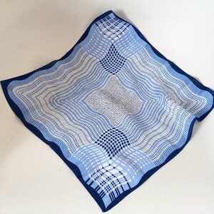 Art Deco 1920s Blue Geometric Pattern Silk Pocket Square Scarf ...