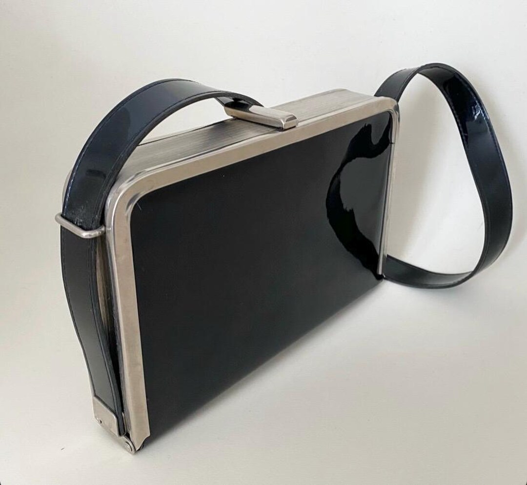 Stunning Vintage Art Deco 1950s Lederer Streamlined Black Patent ...