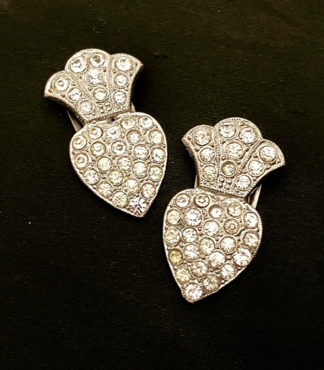 Antique Art Deco Antique 1920s Pair of Czech Glass Paste Rhinestone ...