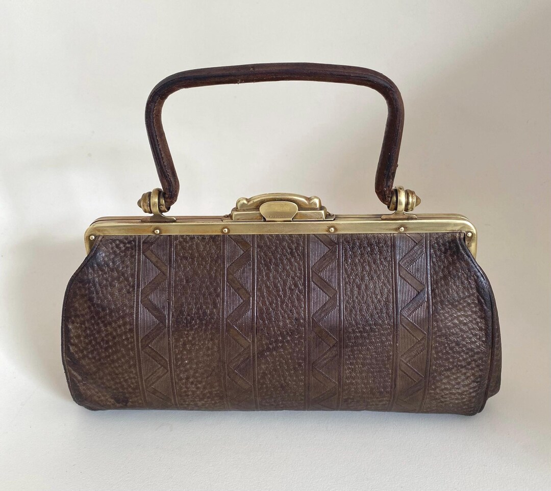 Antique Late Victorian to Edwardian Beautiful Brown Embossed Leather ...