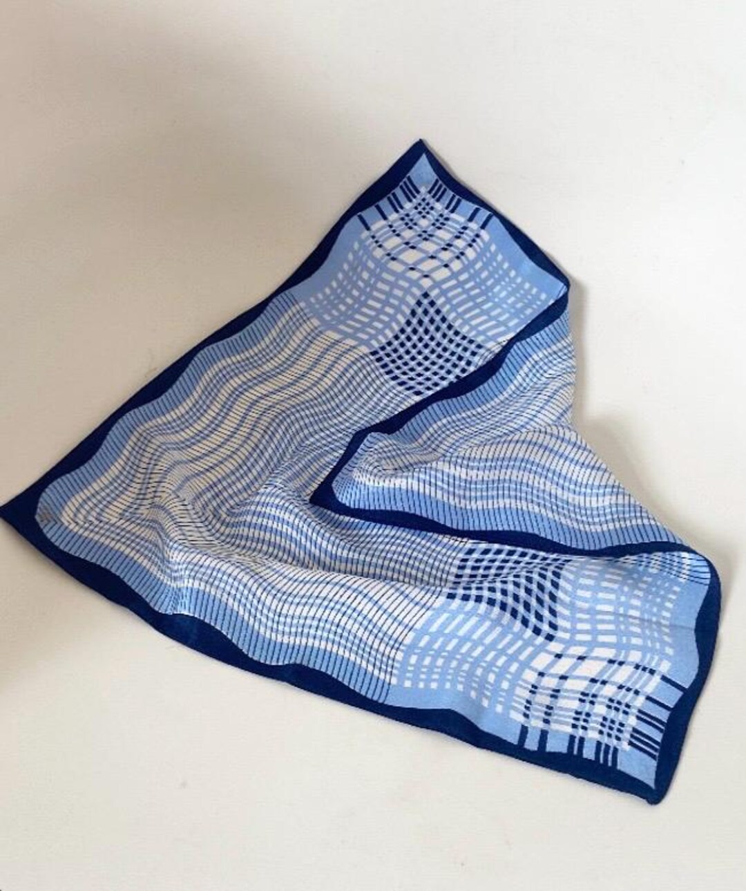 Art Deco 1920s Blue Geometric Pattern Silk Pocket Square Scarf ...