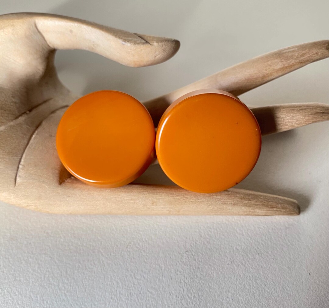 Vintage Art Deco Butterscotch Yellow Phenolic Bakelite Large Clip on ...