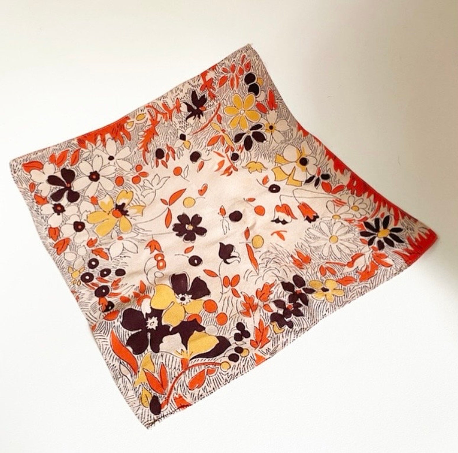 Chic Art Deco 1920s-1930s Geometric Silk Orange Pocket Square Scarf ...