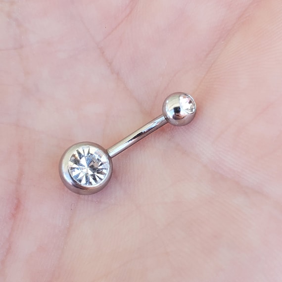 14g 3 8 10mm 8mm 6mm 11mm 12mm Navel Ring Double Gem Clear CZ Belly Button Sold Single Etsy