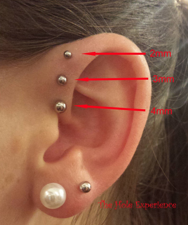 16g Tragus Ring 16g 2mm 3mm 4mm Balls Labret Studs 8mm Etsy