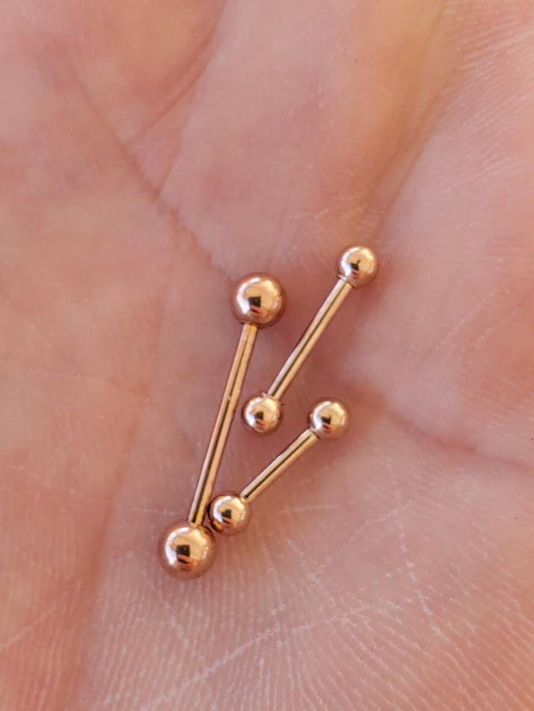 16g Rose Gold Color Straight Barbell, U-pick Length and Ball Size, Fits ...