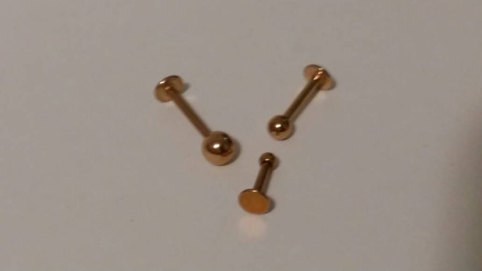 14g Rose Gold Triple Forward Helix 3mm 4mm 5mm Balls Labret - Etsy