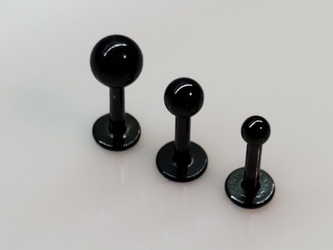 Black Tragus Ring 16g, 16g, 2mm 3mm 4mm Balls, Labret Studs, 10mm Small ...
