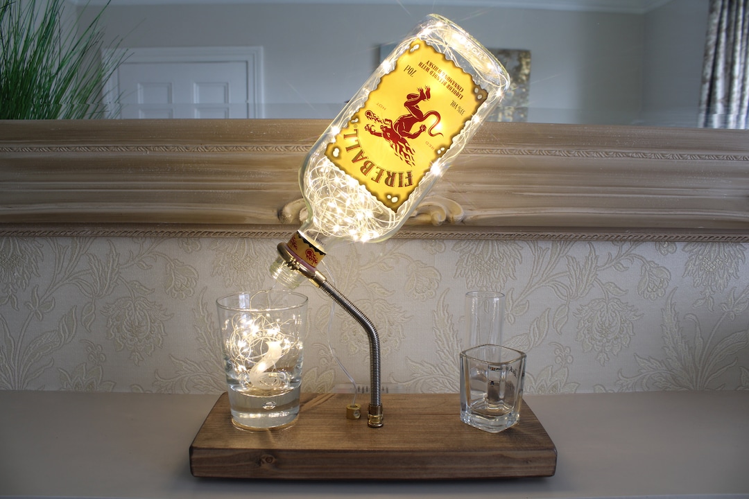 Fireball Bottle Lamp (70cl) With Remote. Funky Shelf Décor Gift for All ...
