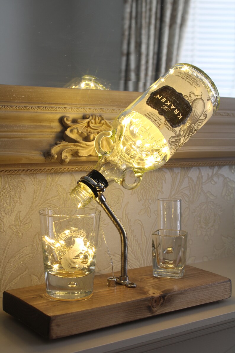 Kraken Bottle Lamp (70cl) With Remote. Funky Shelf Décor Gift for All ...