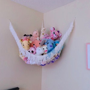 White TOY Hammock Stuffed ANIMAL STORAGE Squishmallow Plush Storage ...