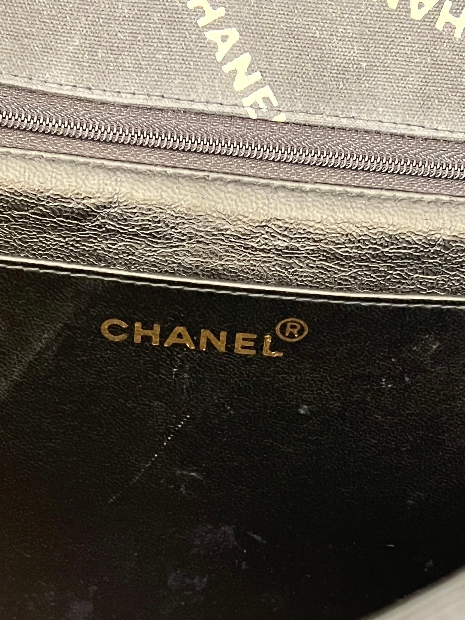 Vintage 90's CHANEL Jumbo Letters Script Maxi CC Logos Monogram Black ...