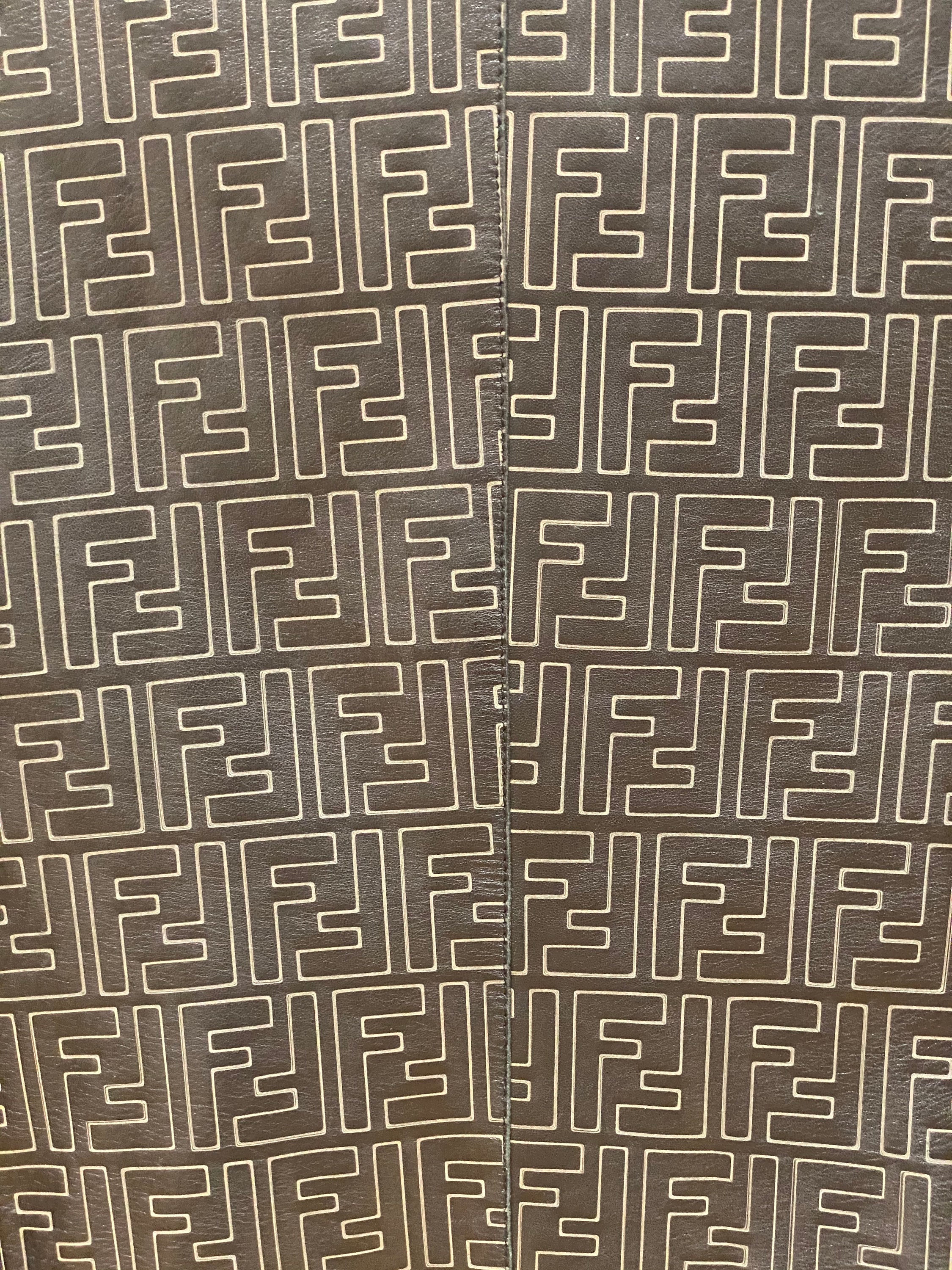 Vintage FENDI FF Leather Zucca Print MONOGRAM Womens Brown Black Blazer ...