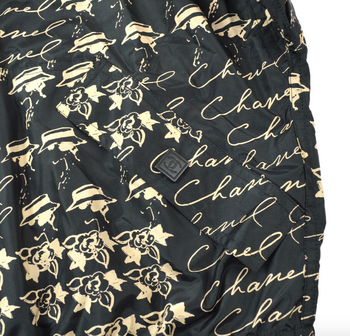 Vintage CHANEL Monogram Logo CC ICONS Mademoiselle Black Silk | Etsy