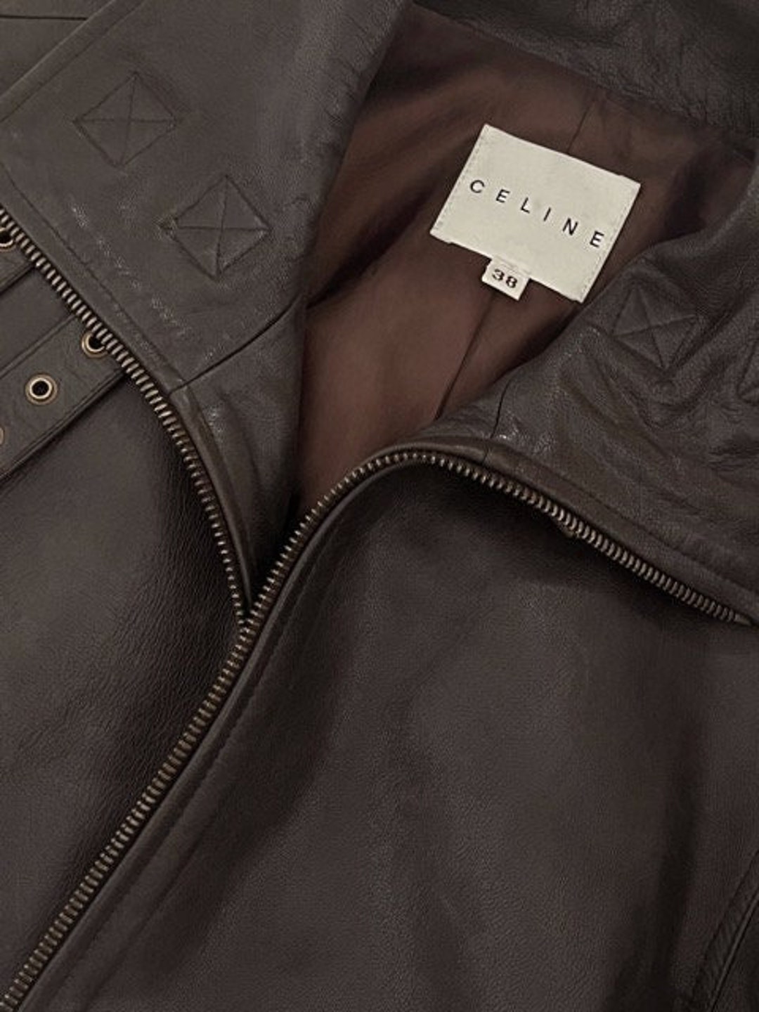 Vintage CELINE Paris Brown Goat Leather BOMBER Aviator Jacket It 38 - Etsy