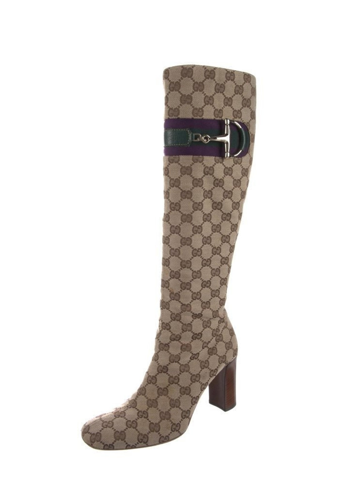 Vintage 90's GUCCI GG Monogram OTK Canvas Leather Webbing Stripe W ...