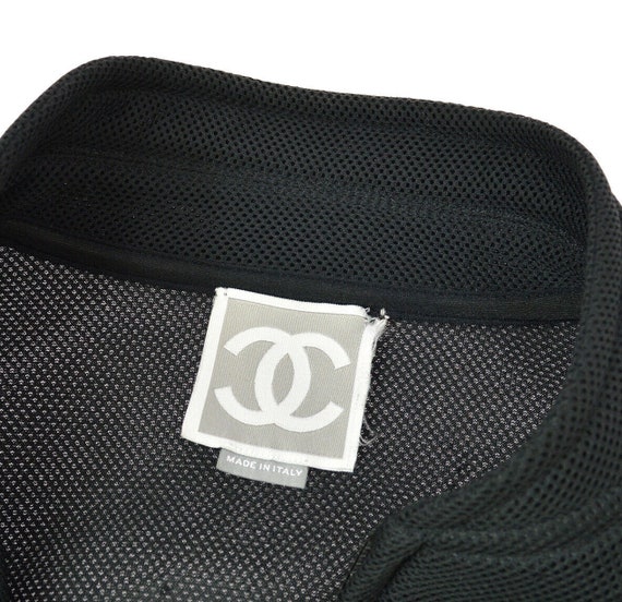 Vintage CHANEL Monogram Logo CC Black Mesh Jacket Puf… - Gem
